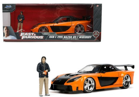JADA 1/24 Fast & Furious 1997 Mazda RX7 Veilside Car w/Han Figure ...