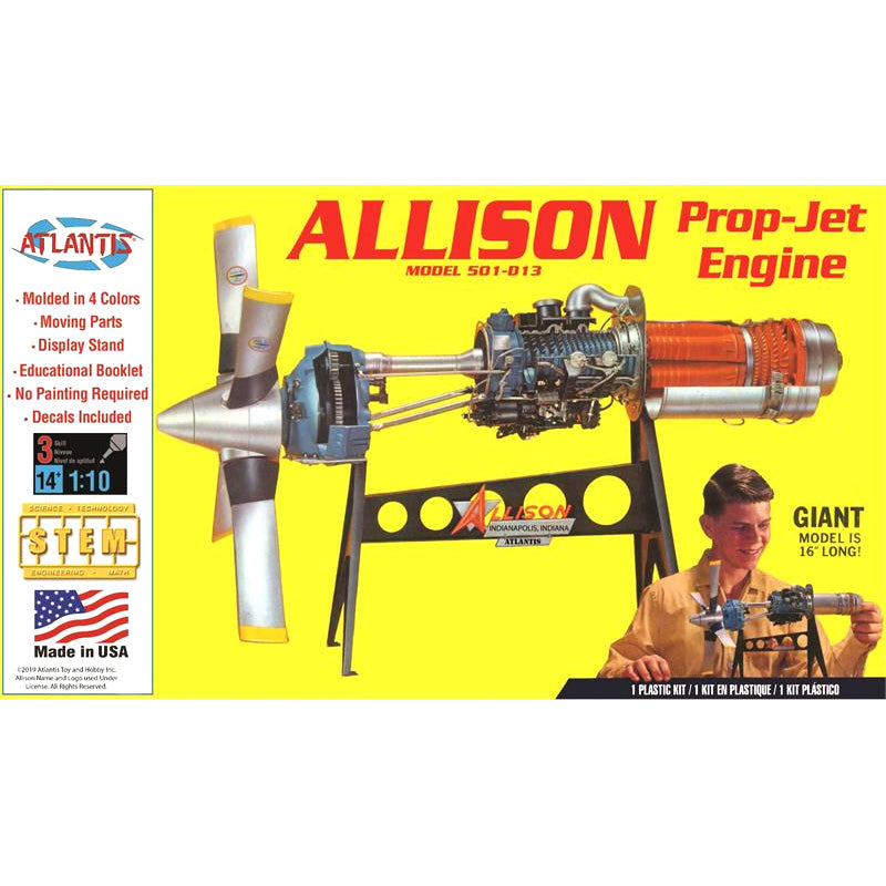 ATLANTIS 1/10 Allison 501-D13 Prop-Jet Engine w/Moving Parts & Stand ...
